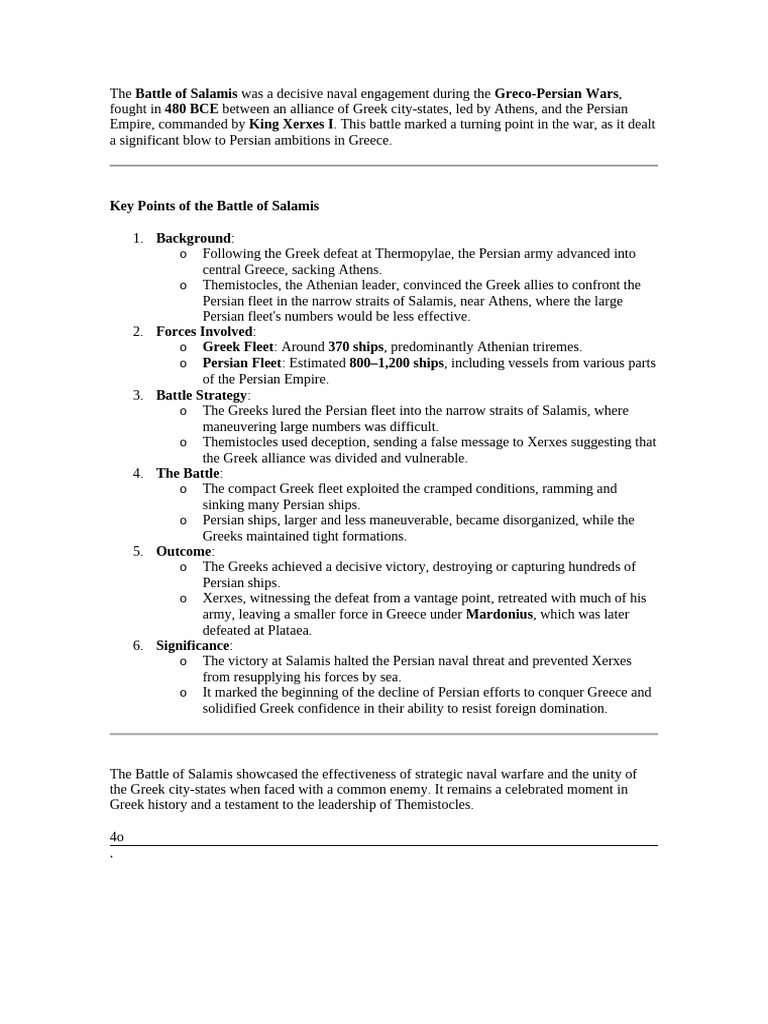 The Battle of Salamis Was A Decisive Naval Engagement During The Greco ...