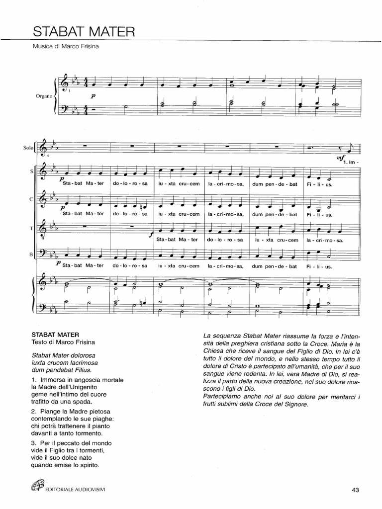 Stabat Mater - Frisina - Spartito Organo | PDF
