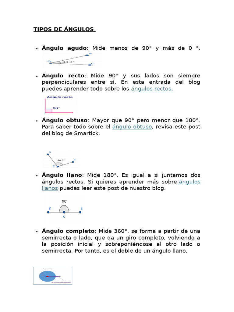 Clasificación de Tipos de Ángulos | PDF