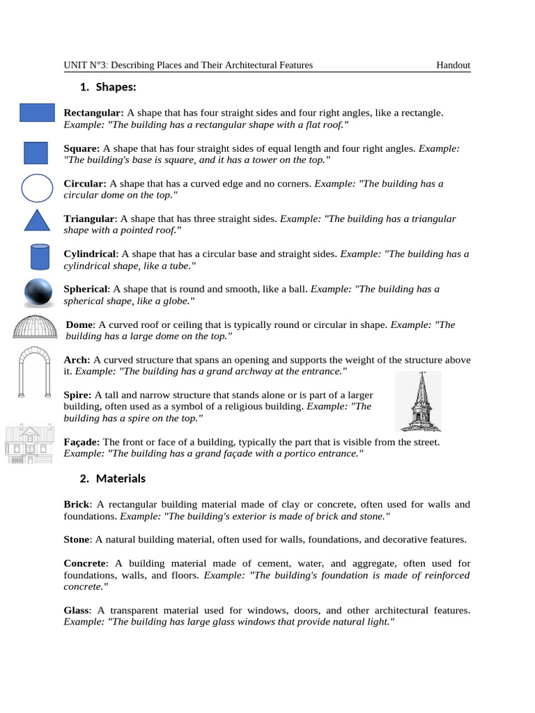 Describing Places and Their Architectural Features | PDF | Building ...