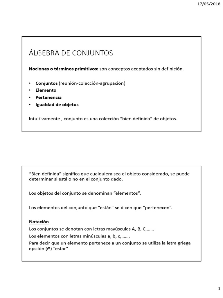 Teórico de Álgebra de Conjuntos | PDF | Conjunto (Matemáticas ...