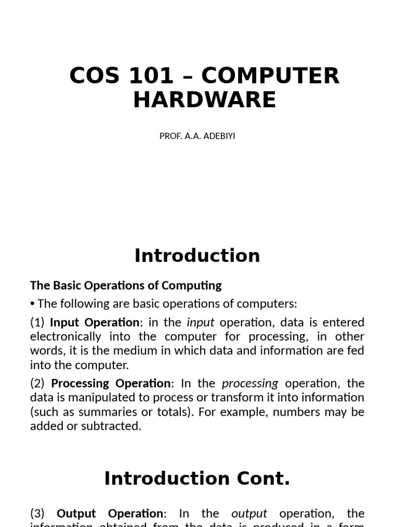 COS101 Hardware | PDF | Computer Data Storage | Printer (Computing)