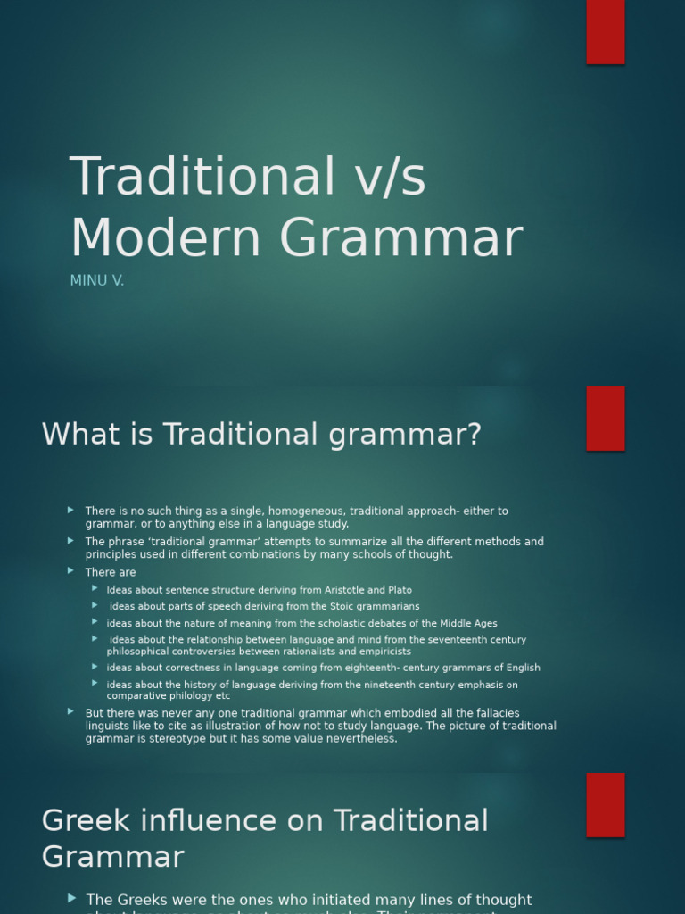 Traditional and Modern Grammar | PDF | Grammar | Linguistics