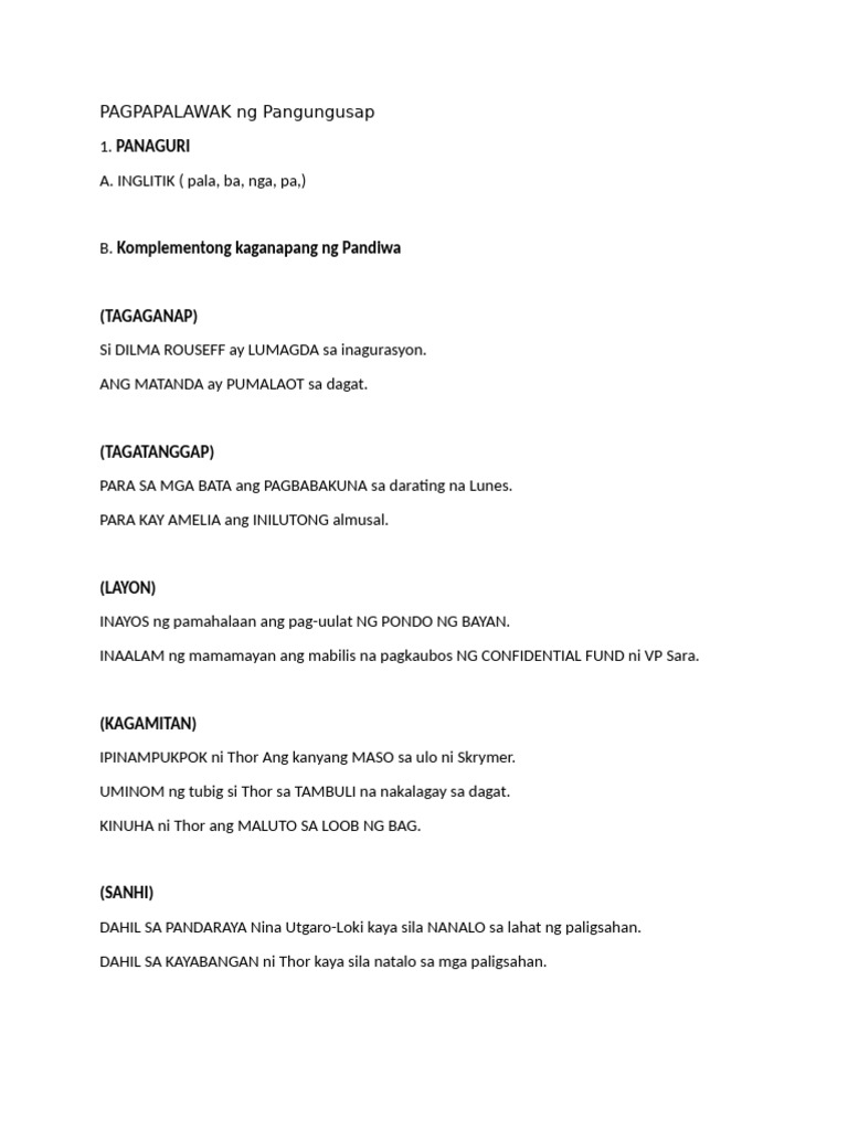 PAGPAPALAWAK NG Pangungusap | PDF