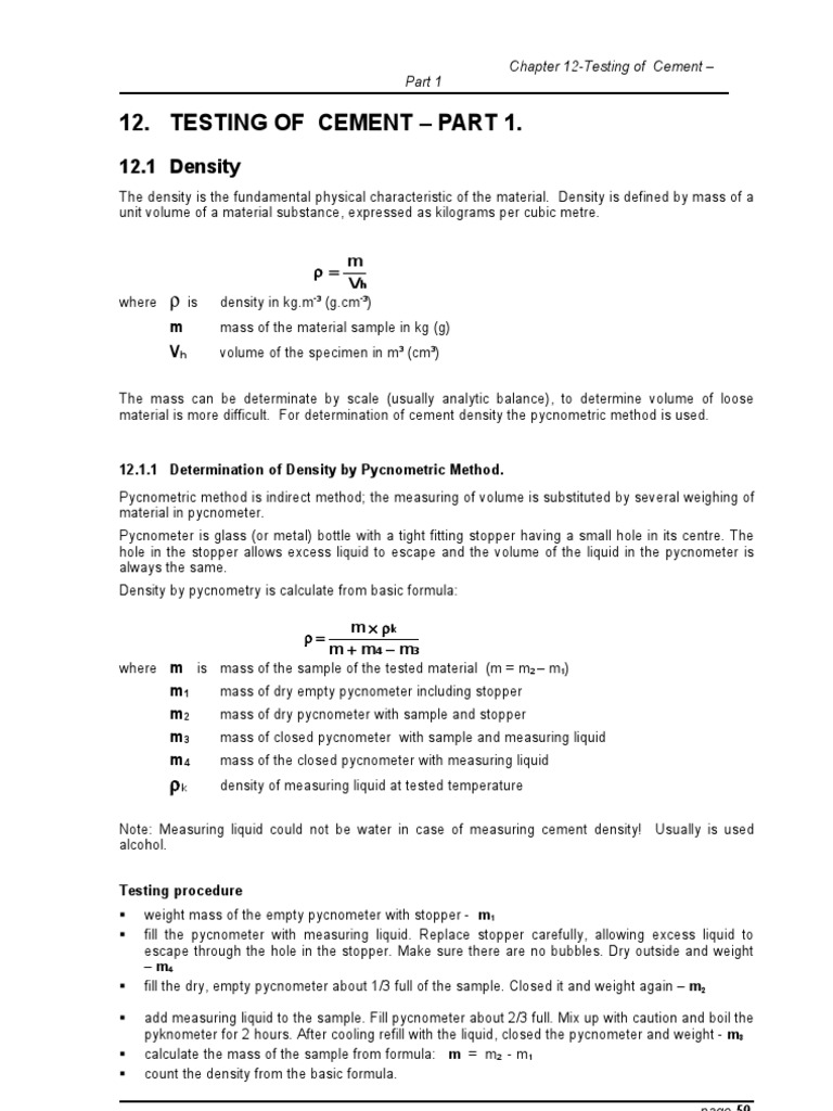 Cement Testing Methods Guide | PDF | Density | Physical Quantities