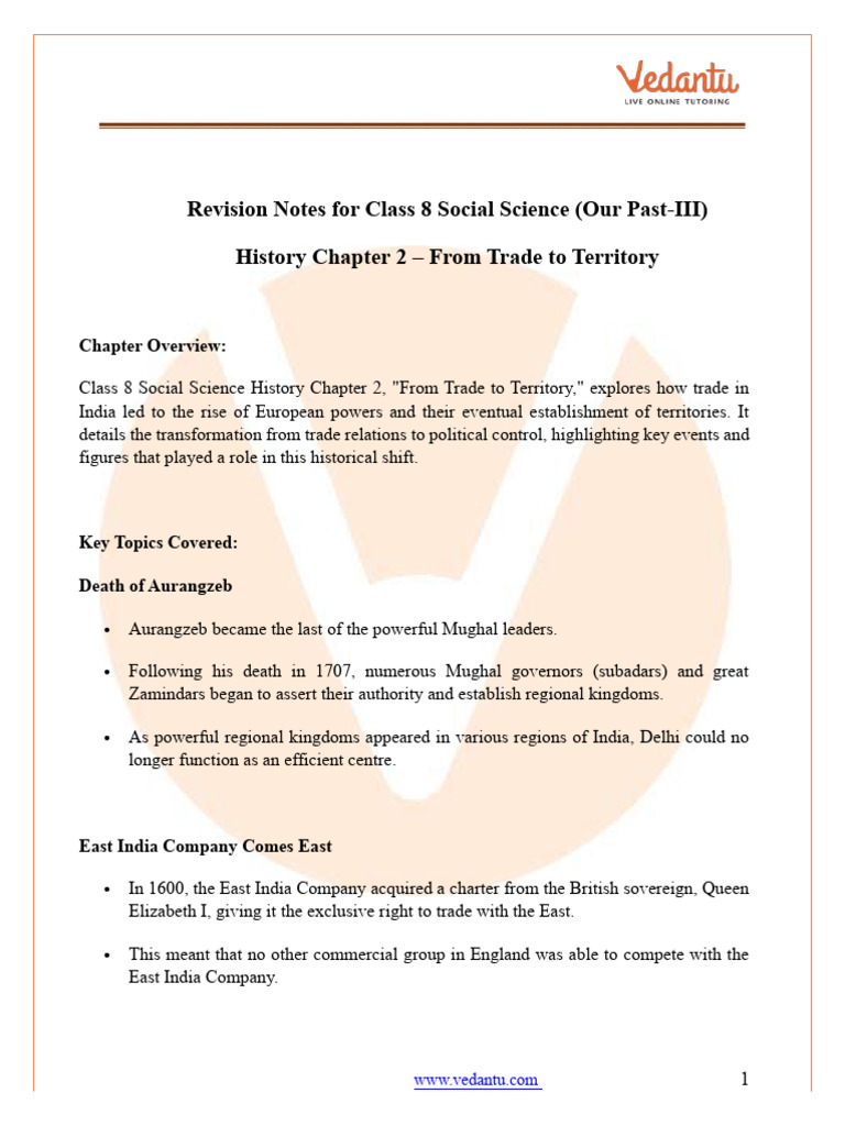 Cbse Class 8 Social Science History Chapter 2 Notes | PDF