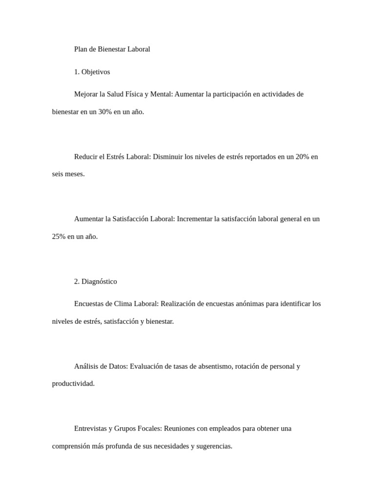 Plan de Bienestar Laboral Efectivo | PDF