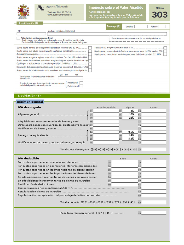 Modelo 303: Liquidación IVA y Deducciones | PDF