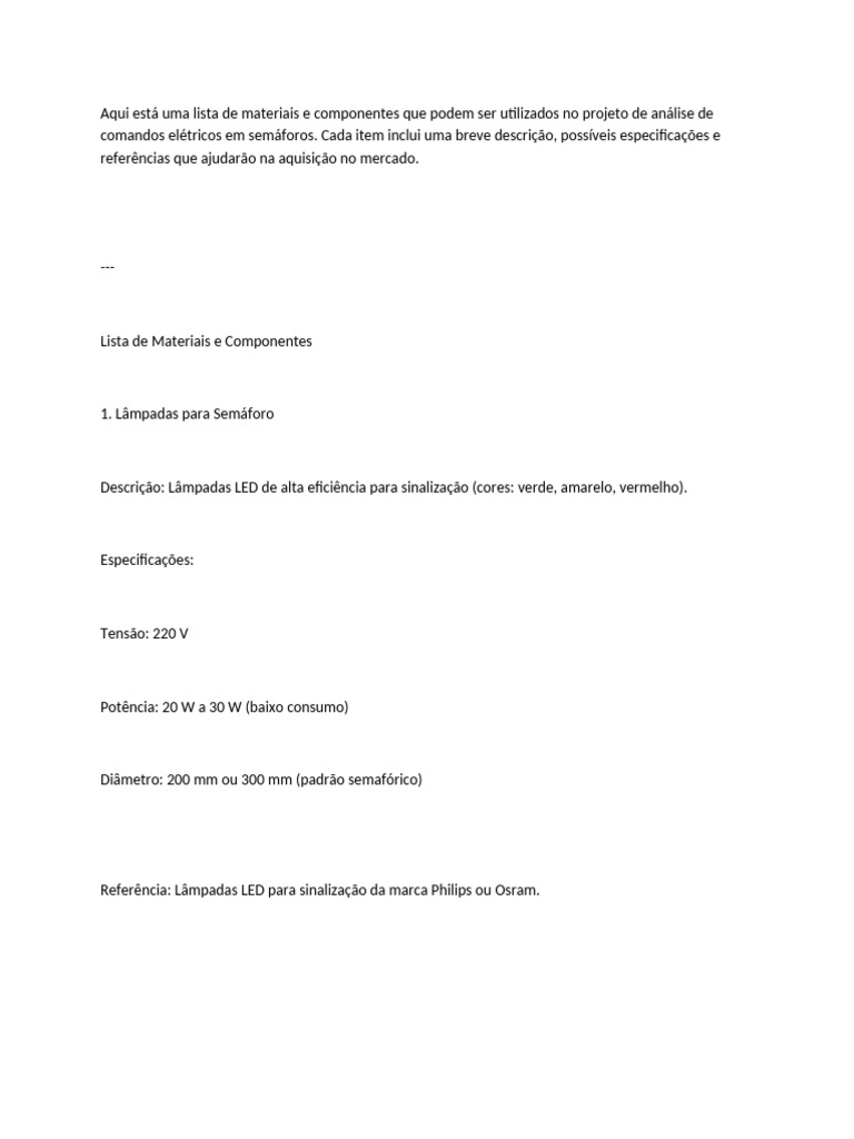 Lista_Materiais_ l-WPS Office | PDF | Relé | Eletrônicos