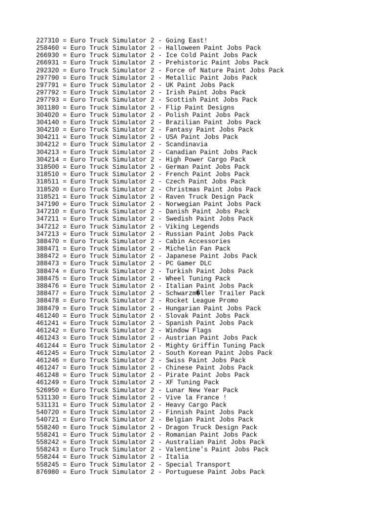 Euro Truck Simulator 2 DLC List | PDF