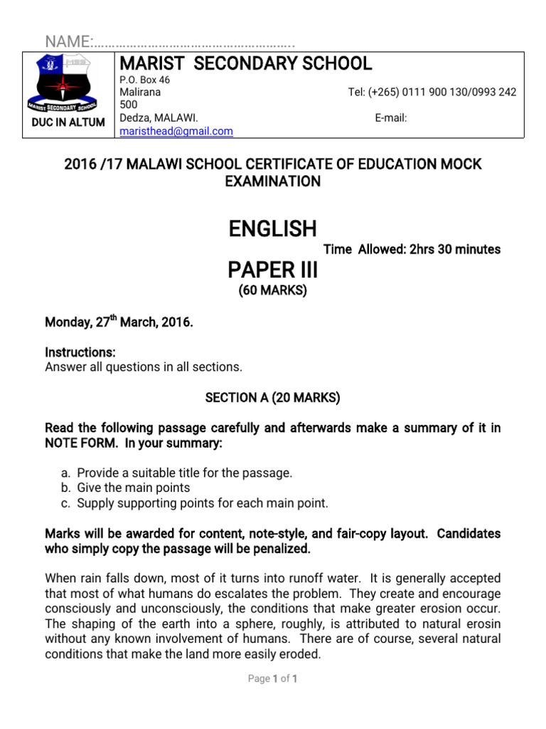 form_four_english_paper_III | PDF