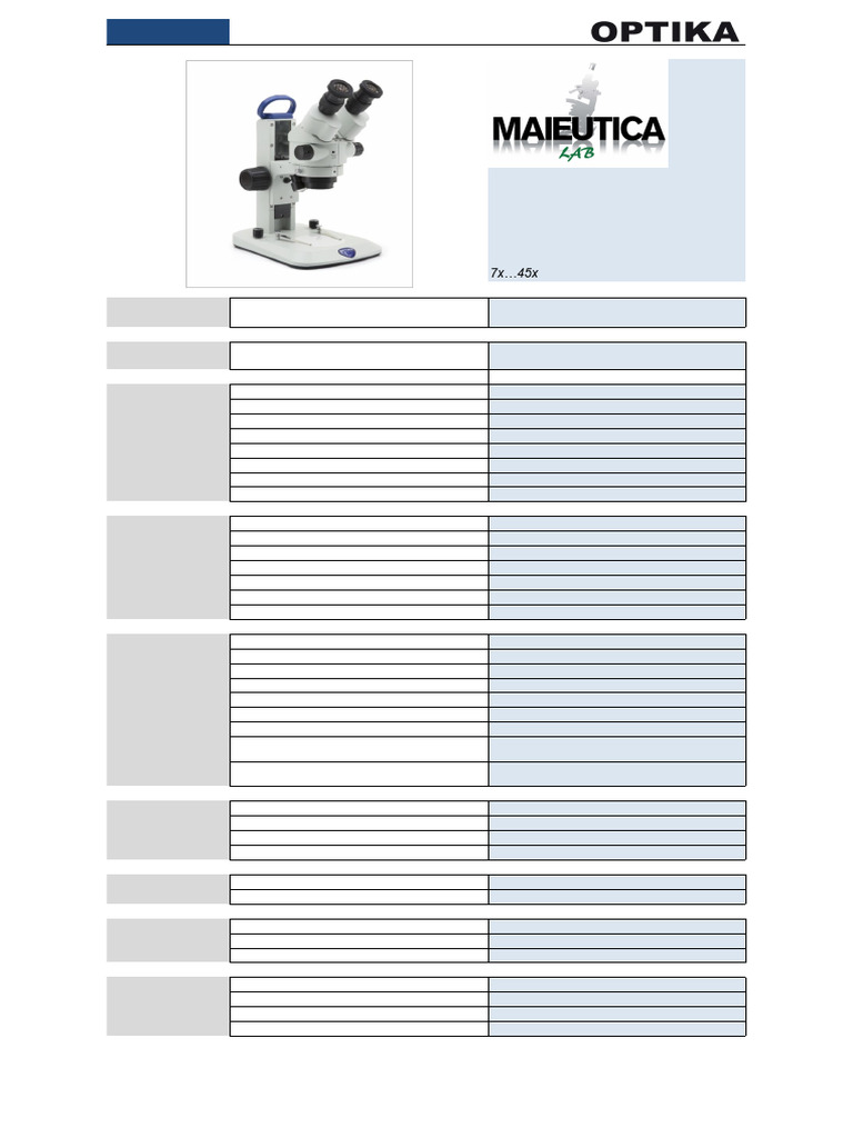 OPTIKA SLX-2 Technical Datasheet EN | PDF | Optics | Light