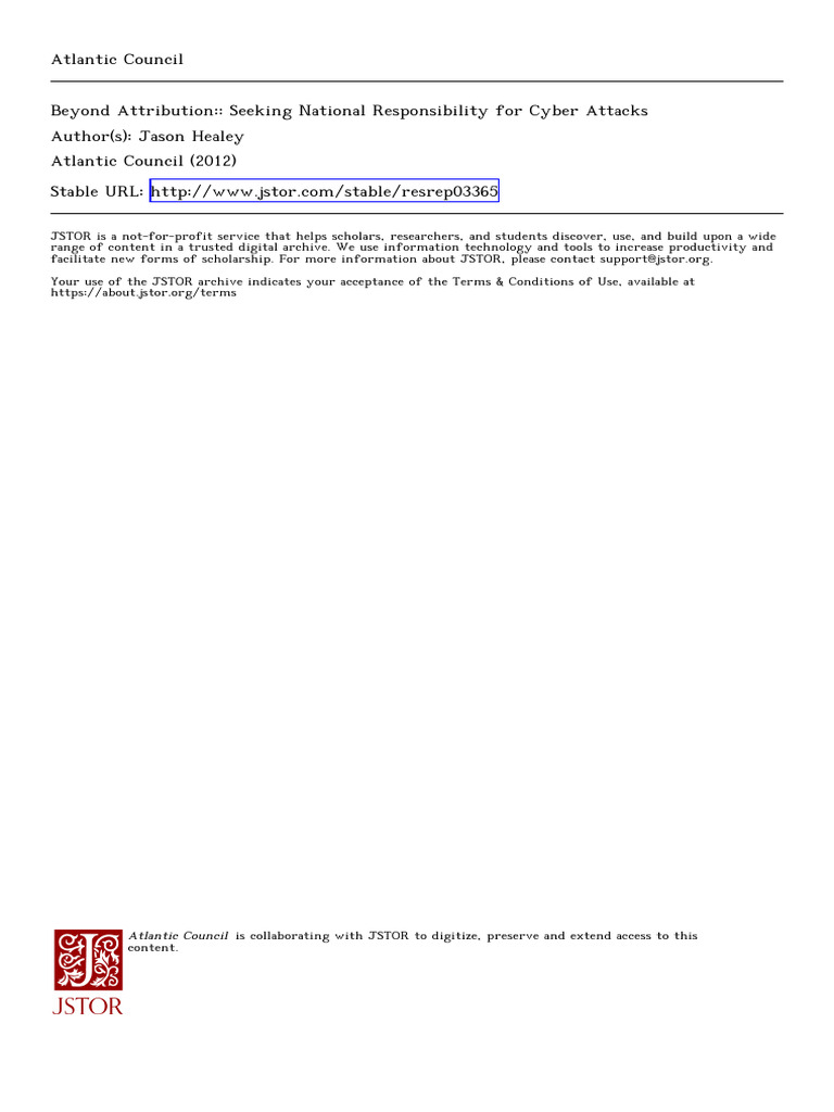 National Responsibility for Cyber Attacks | PDF | Cyberwarfare | Security