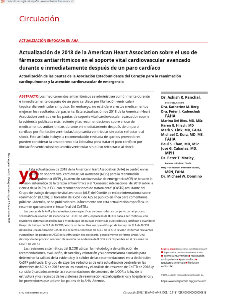 ACTUALIZACIÓN ACLS 2018 Hightlights - En.es | PDF | Paro cardíaco | Reanimación cardiopulmonar