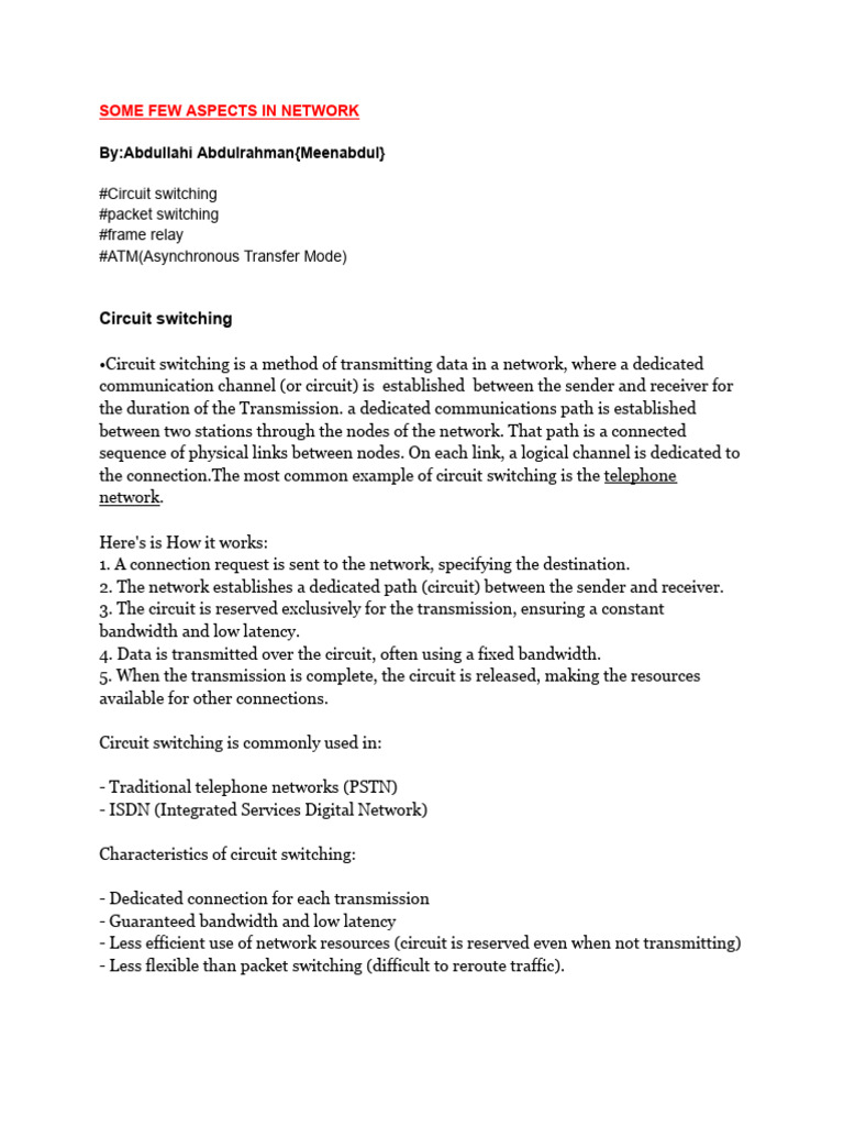 Some Few Aspects in Network-2 | PDF | Computer Network | Asynchronous Transfer Mode