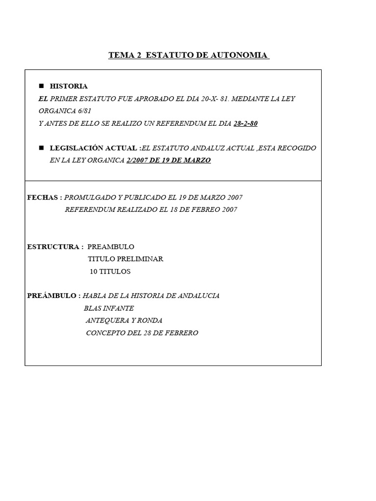 Estatuto de Autonomía de Andalucía | PDF | Parlamento | Gobierno