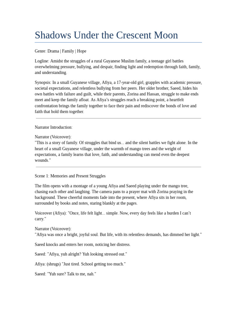 Shadows Under The Crescent Moon Script | PDF