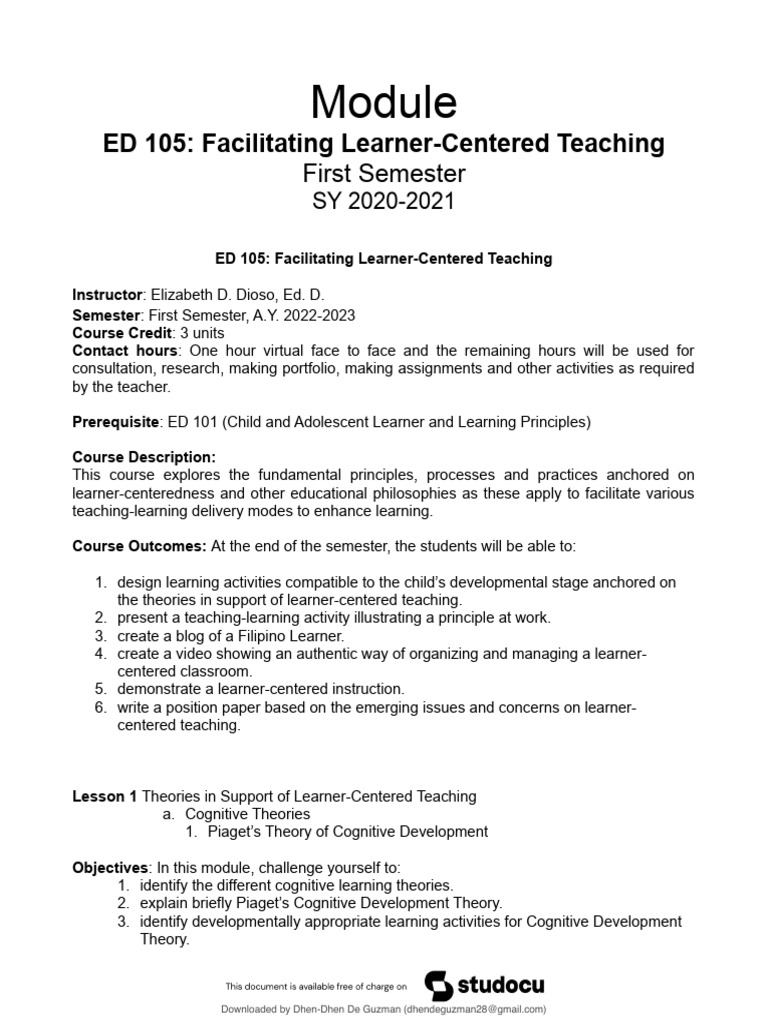 Facilitating Learner-Centered Teaching | PDF | Constructivism (Philosophy Of Education) | Learning