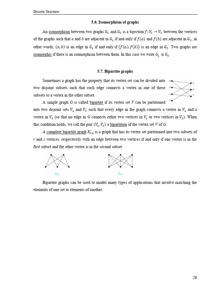 5.6,5.7. Isomorphism. Bipartite Graphs | PDF