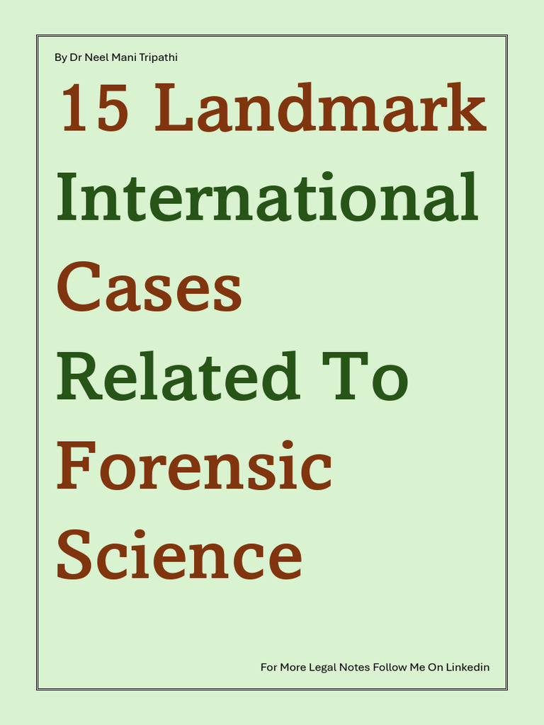 15 Landmark International Cases of Forensic Science | PDF | Daubert V ...
