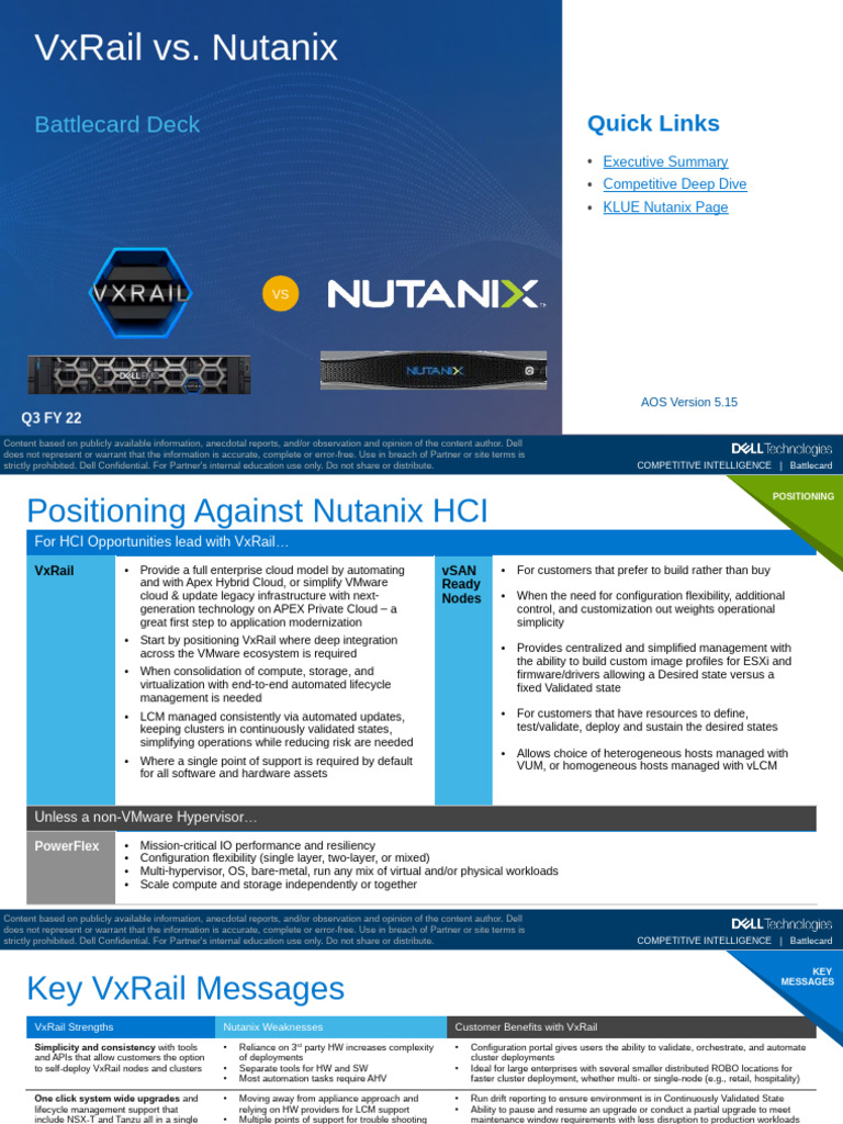Batttlecard Nutanix Vs Vxrail | PDF | Cloud Computing | Computer Cluster