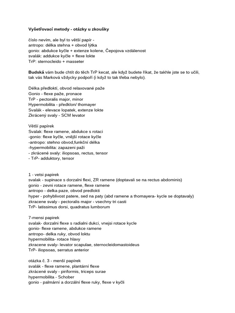 Vyšetřovací metody - otázky u zkoušky | PDF