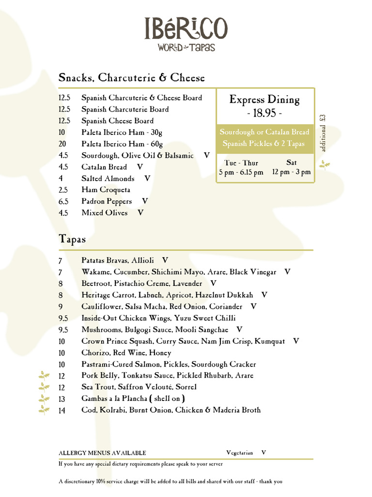 Iberico Restaurant Menu Overview | PDF | Pickling | Foods