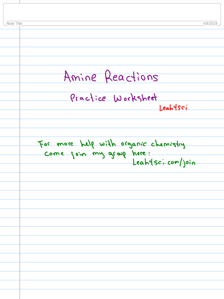 Leah4sci Amine Reactions Practice Worksheet | PDF