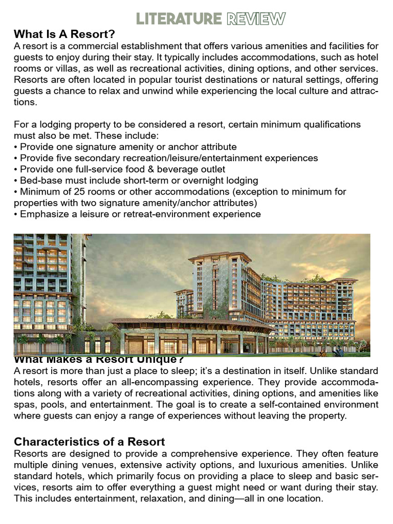 RESORT Literature Review | PDF | Resort | Hotel