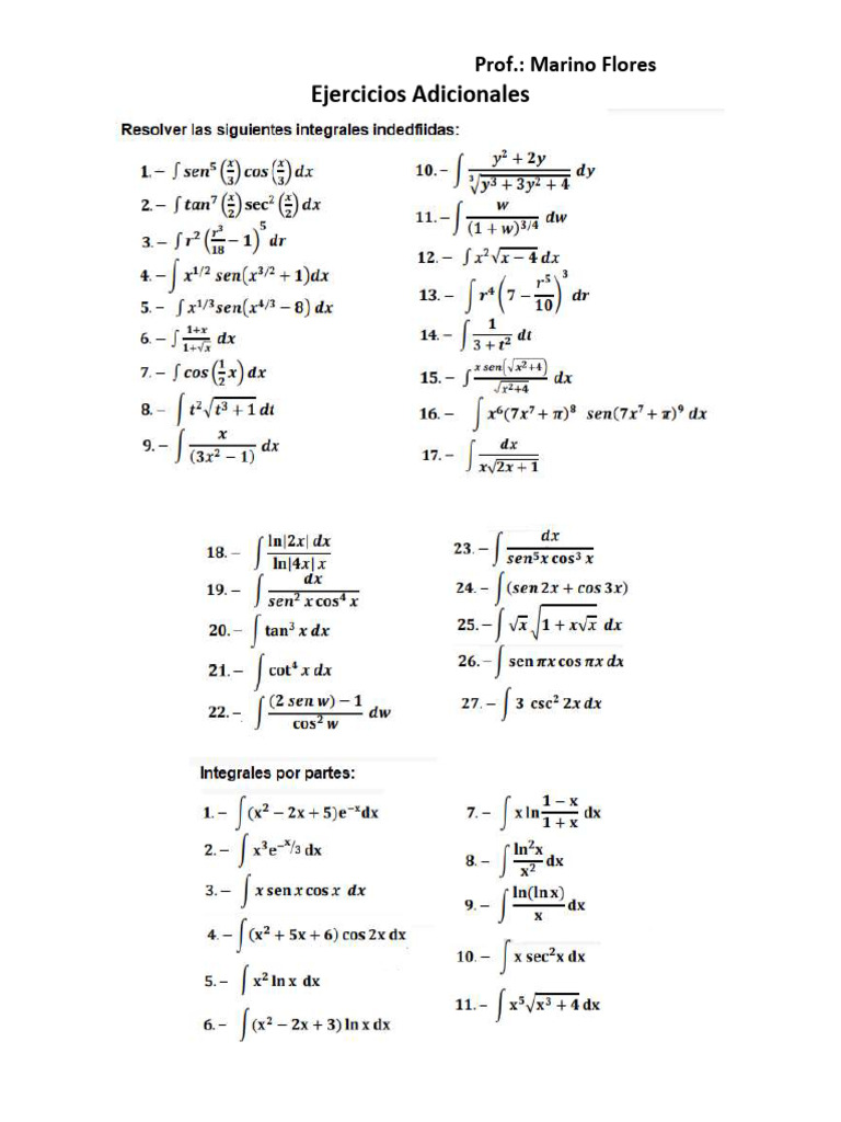 Guía 2 de Integrales | PDF