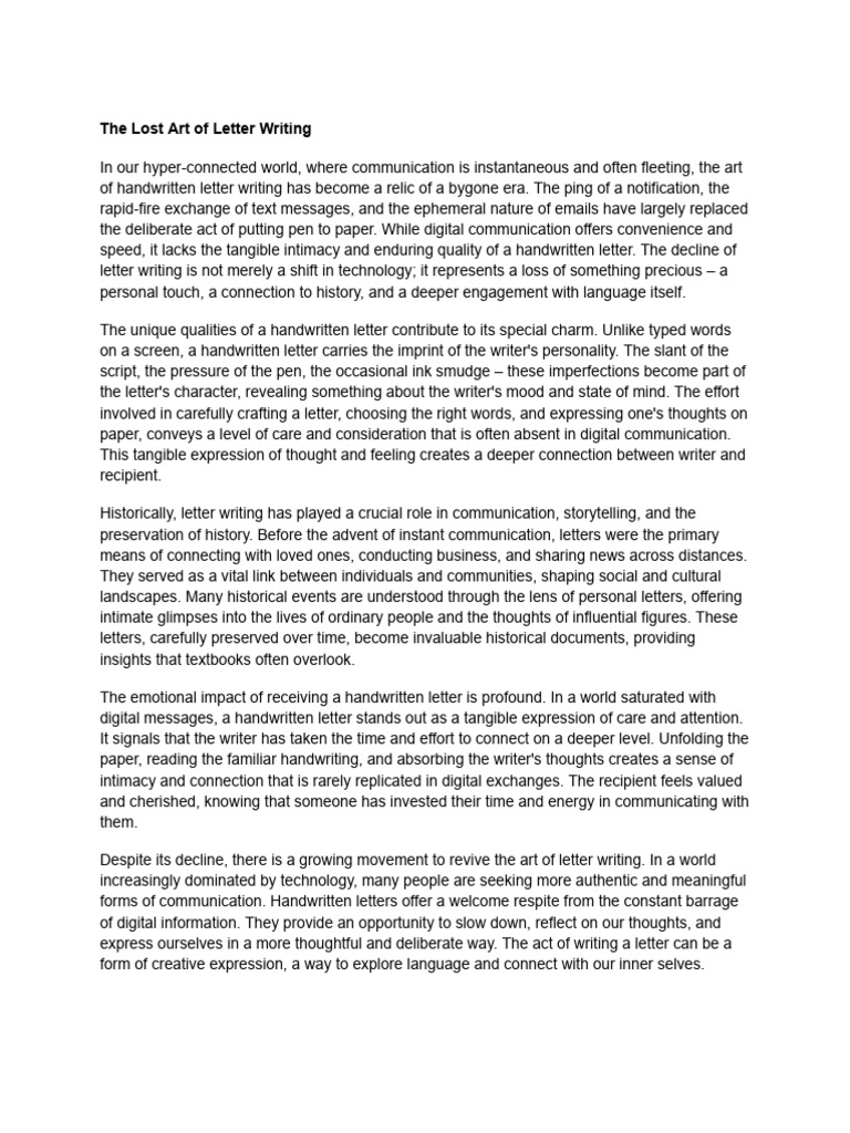 Reviving Handwritten Letter Writing | PDF | Communication | Human ...