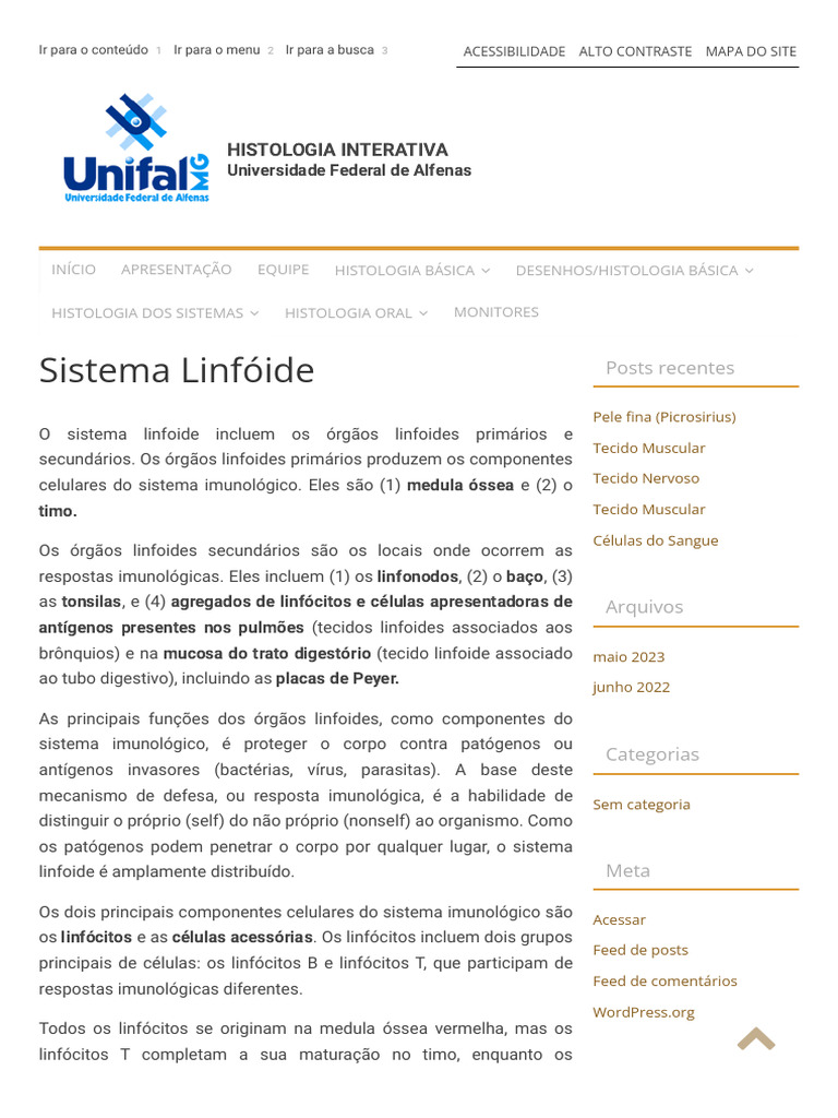 Estrutura e Função do Sistema Linfoide | PDF | Sistema linfático | Timo