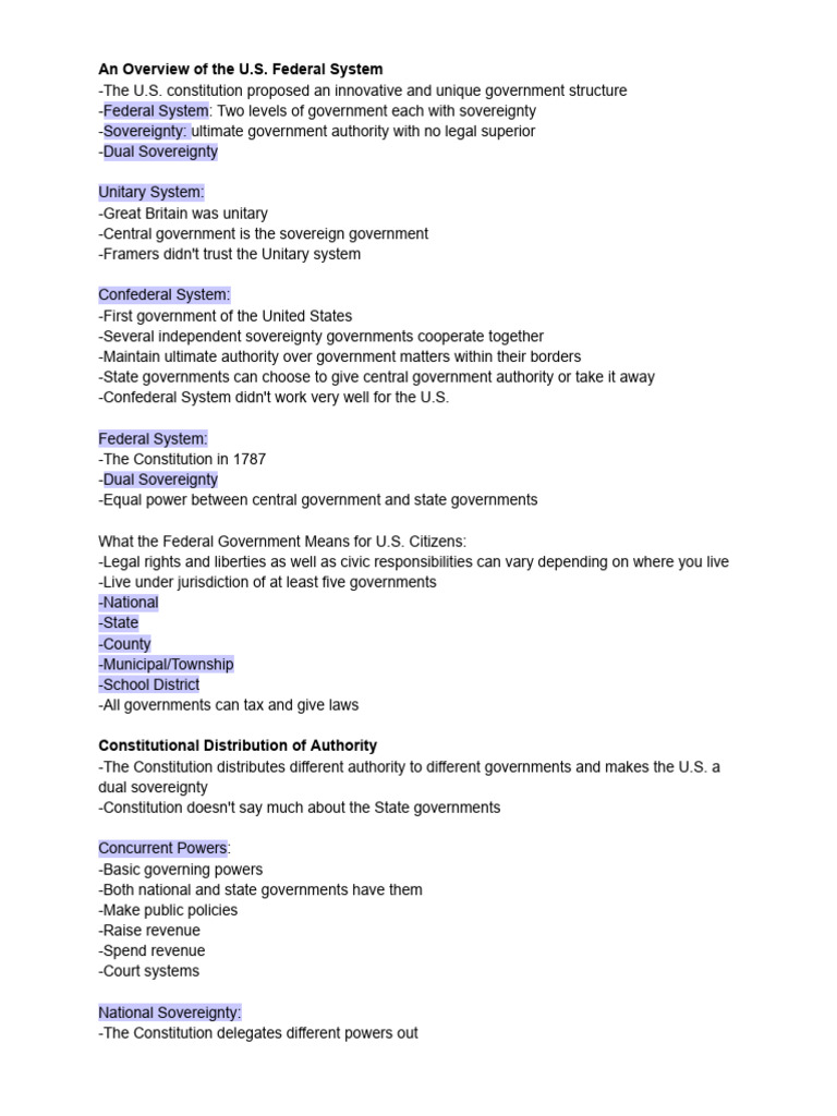 Chapter Three_ Federalism | PDF | Federal Government Of The United ...