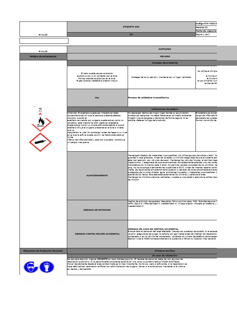 Rotulos SGA | PDF | Oxígeno | Gases