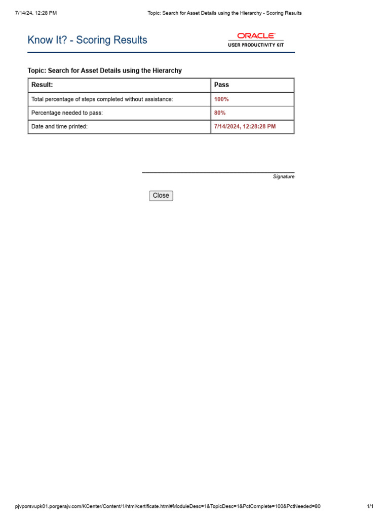 Asset Details Search Scoring Results | PDF