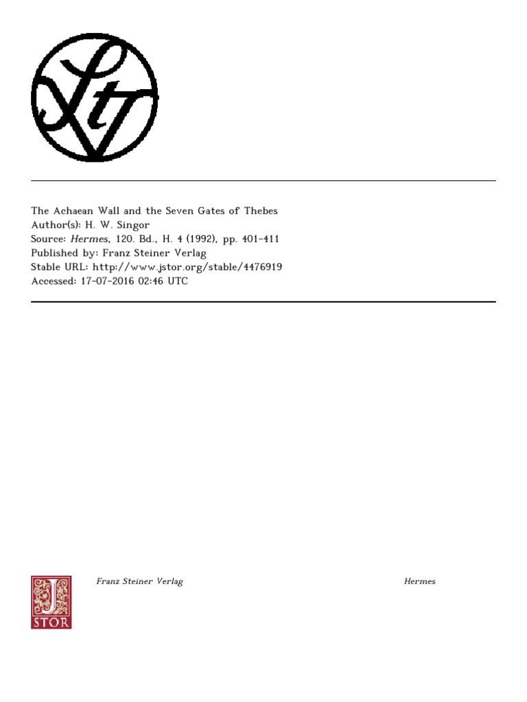 the achean wall and the seven gates of thebes | PDF | Iliad | Ancient ...