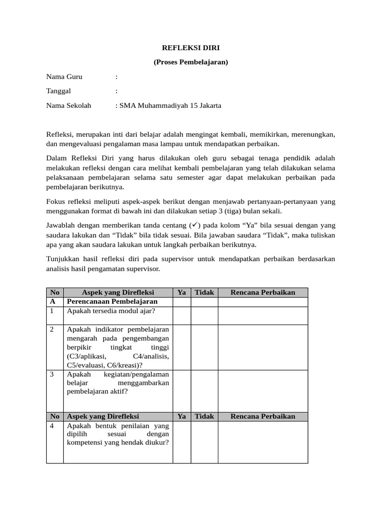 REFLEKSI DIRI | PDF