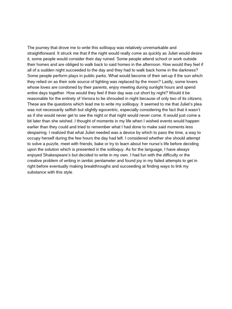 Juliet's Soliloquy: A Reflection on Time | PDF