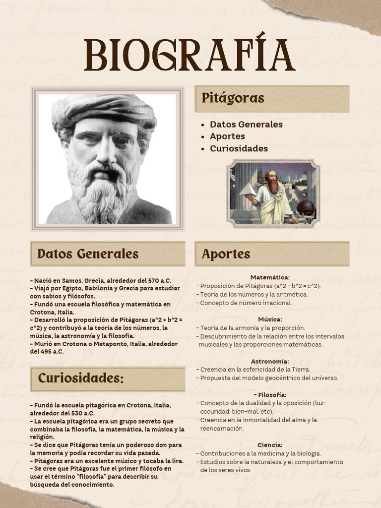 Biografía de Pitágoras - Geometría | PDF