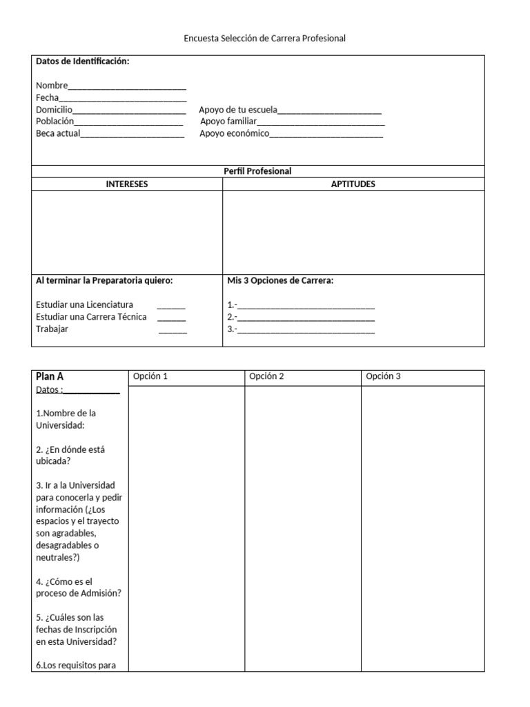 Encuesta para Selección de Carrera Profesional | PDF