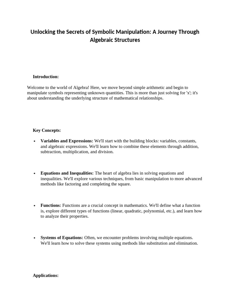 Unlocking The Secrets of Symbolic Manipulation | PDF