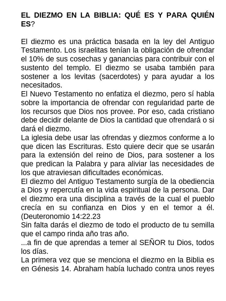El Diezmo en La Biblia | PDF | Diezmo | Abrahán