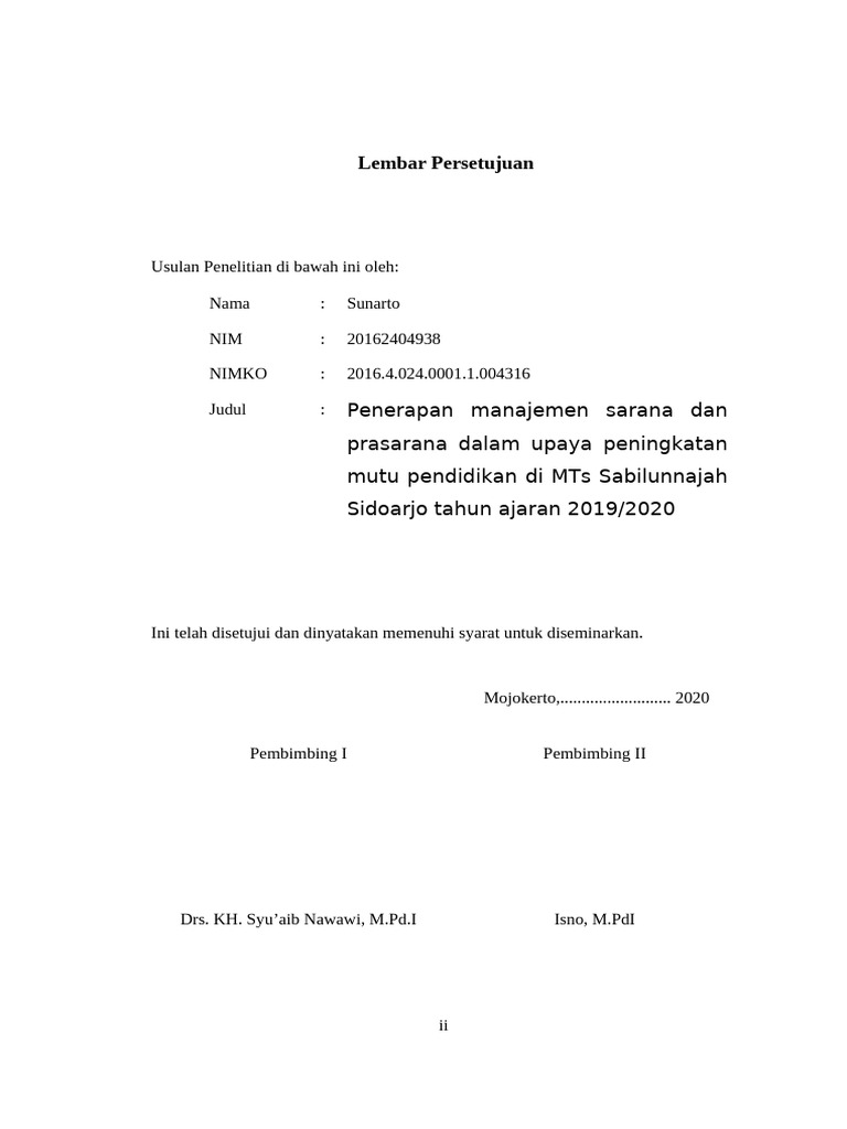 LEMBAR PENGESAHAN 2 Hal | PDF