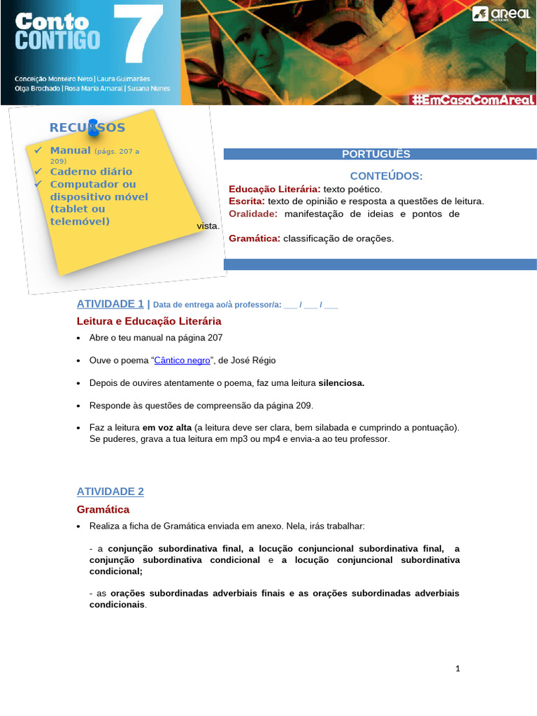 Ae Emcasacomareal Conto Contigo7 Guiao 2 Aluno | PDF