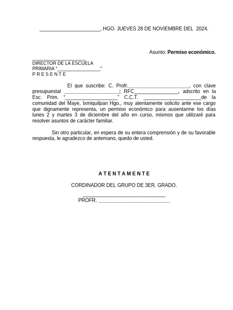 Solicitud Permiso Económico Docente | PDF