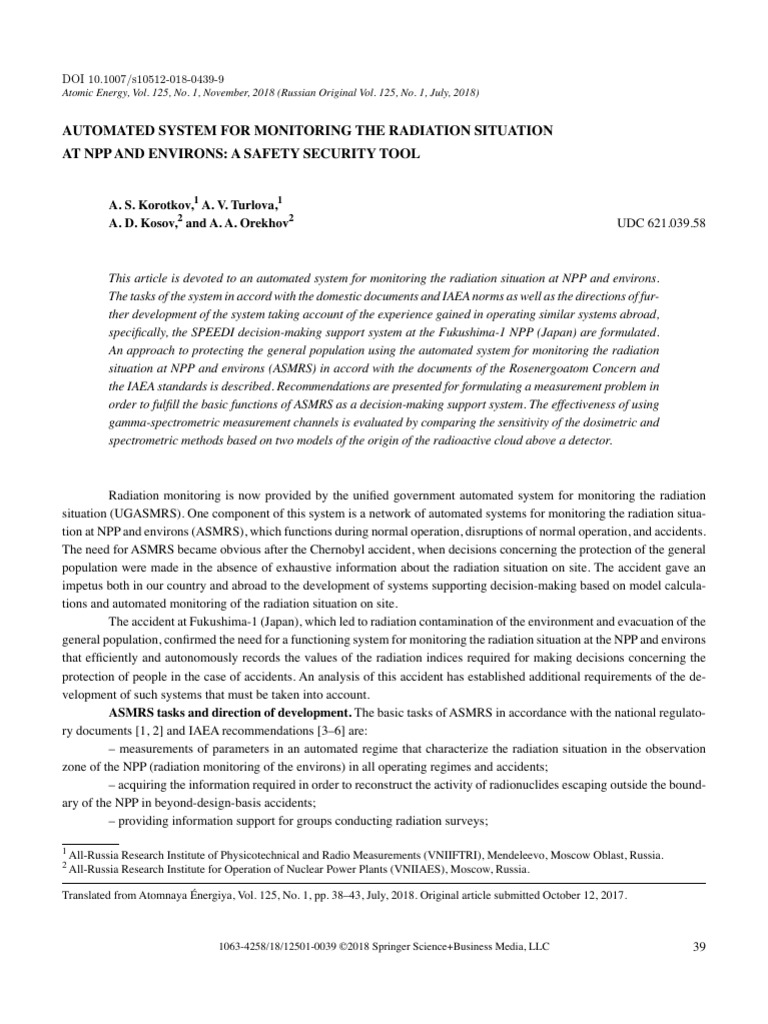 Automated System For Monitoring Radiation | PDF | Nuclear Power Plant | Fukushima Daiichi ...