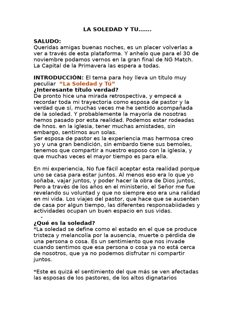 Superando la Soledad en el Ministerio | PDF | Soledad
