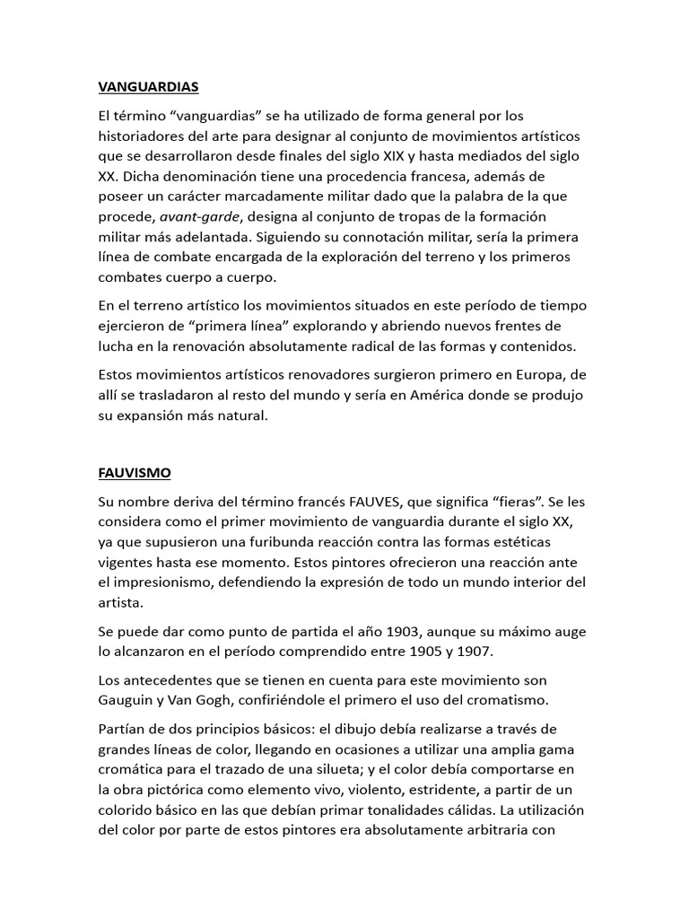 Vanguardia y Fauvismo en el Arte Moderno | PDF | Vanguardia | Pinturas