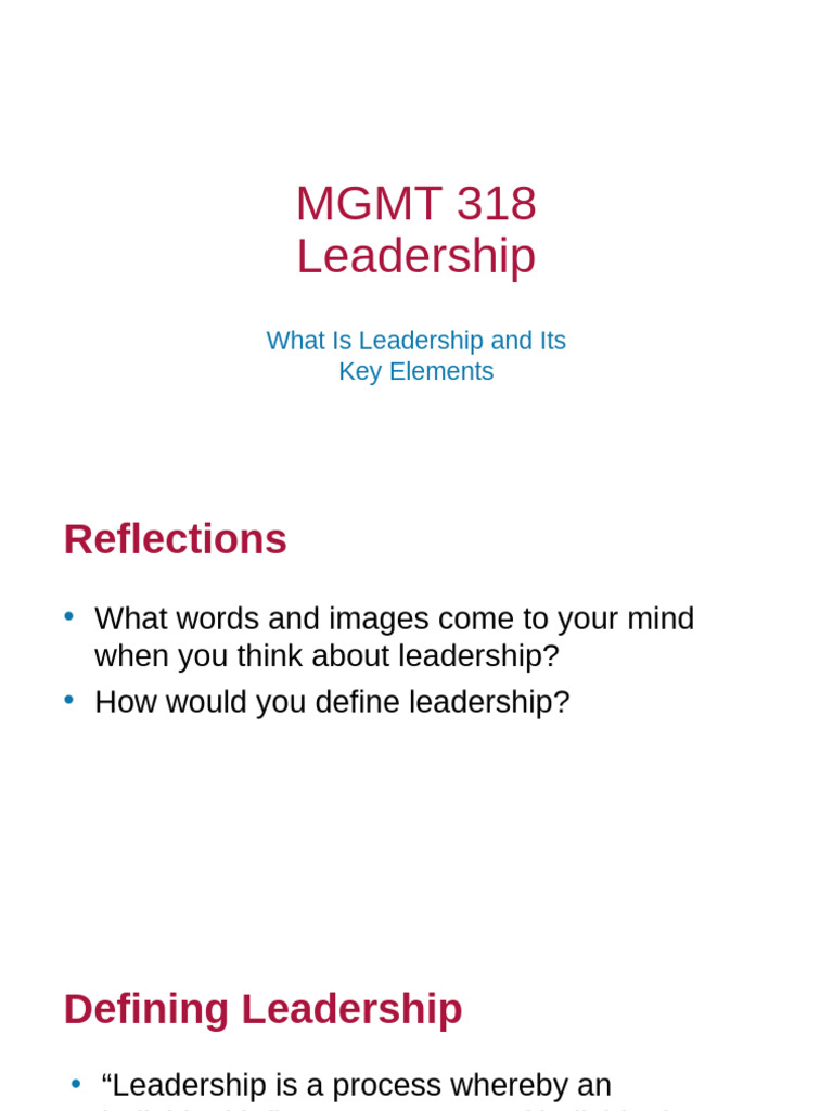 MGMT318-Module 1 Slides | PDF | Leadership | Goal