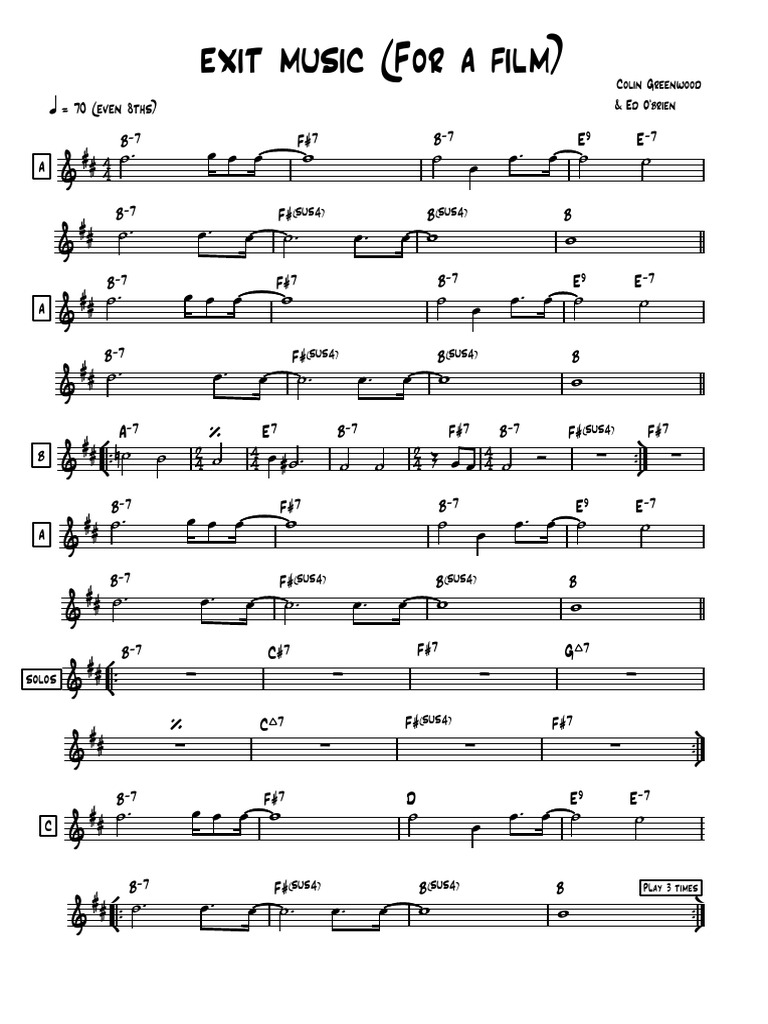 Exit Music (Lead Sheet) - Partitura Completa | PDF